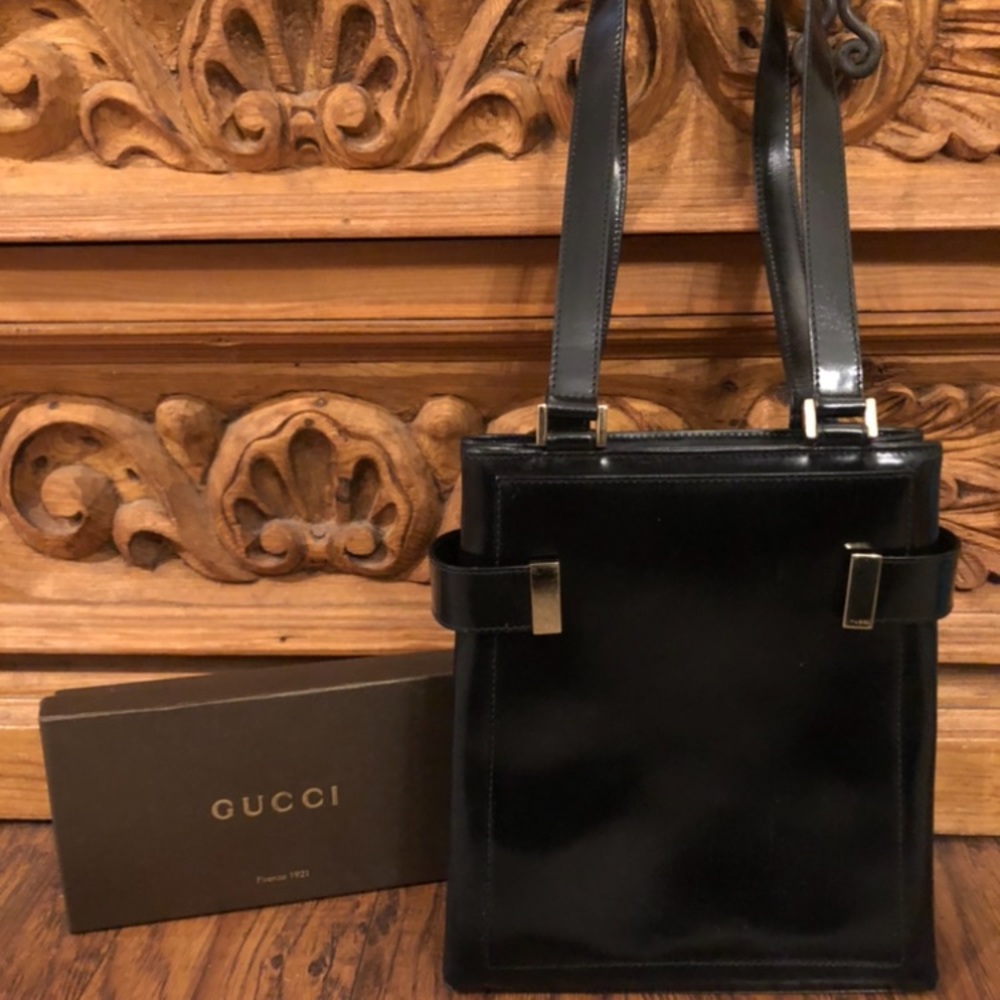 Authentic Gucci Patent Leather Square Vintage Bag - Gem